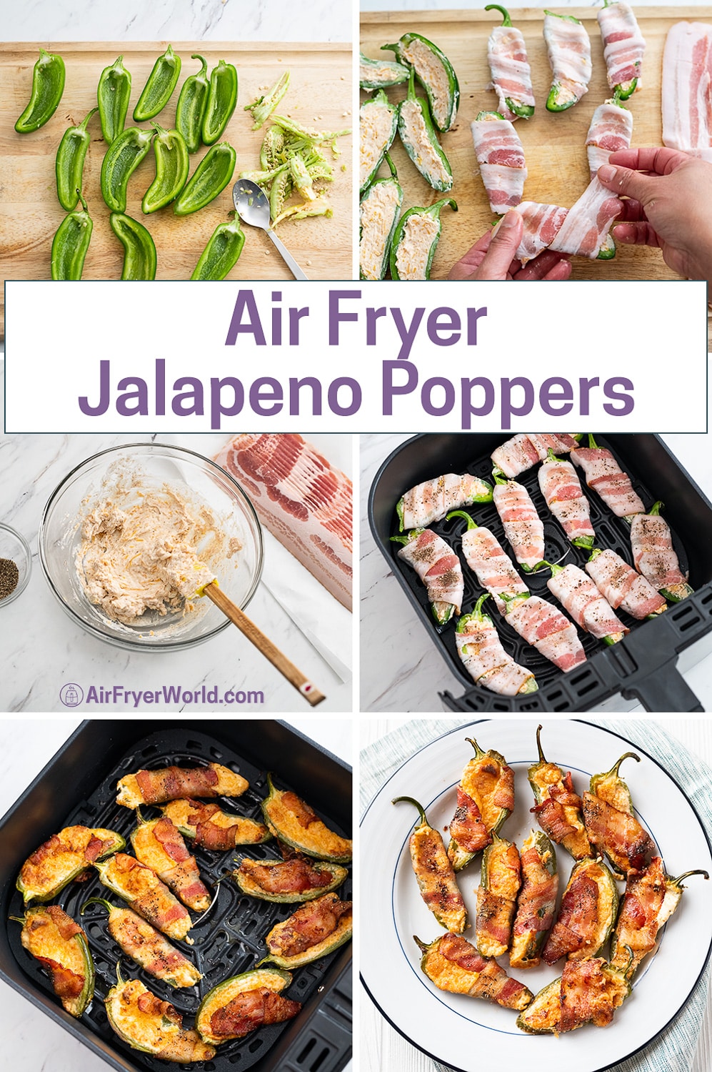 Air Fryer Jalapeno Poppers Recipe with Bacon EASY | Air Fryer World