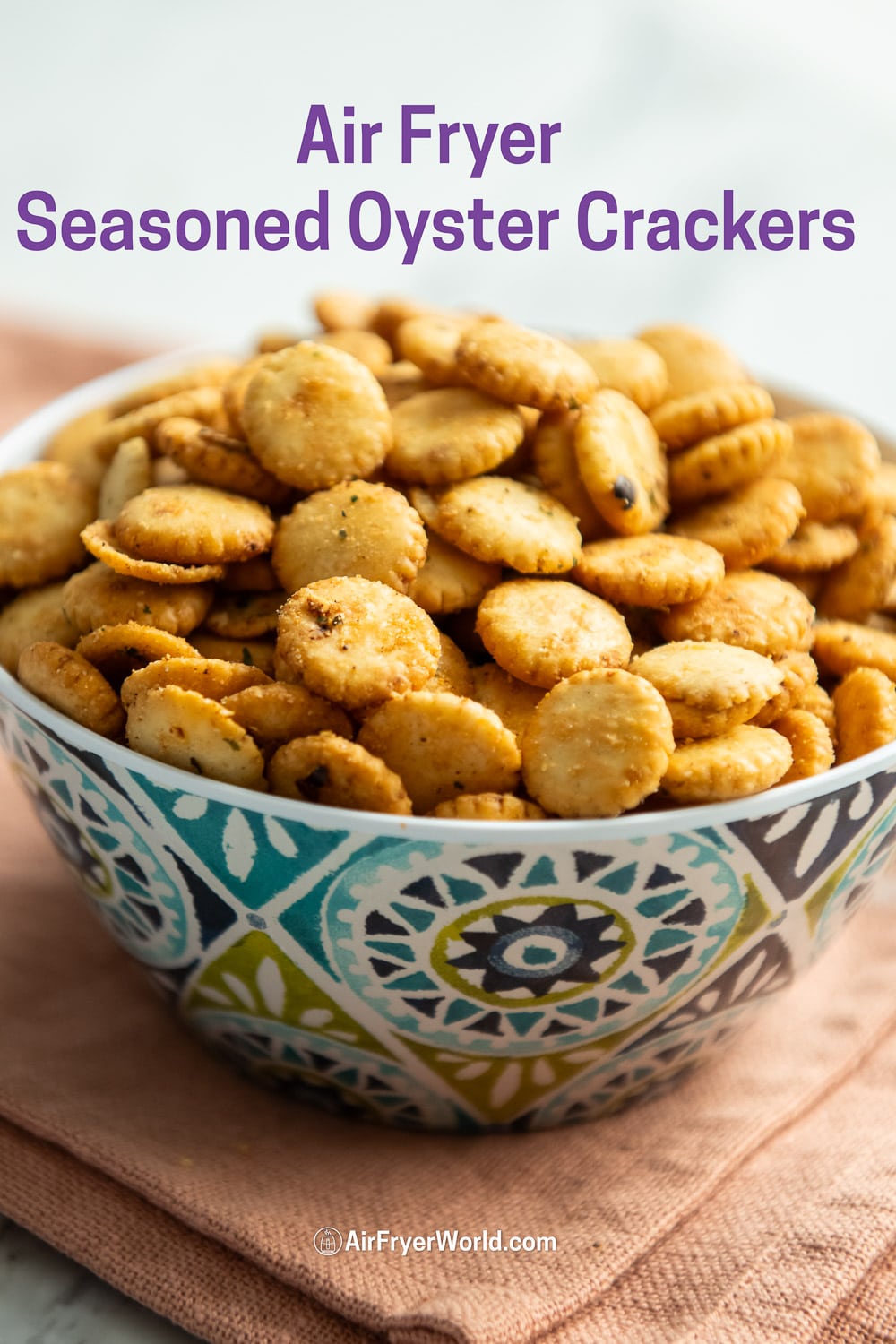 Easy Recipe for Air Fryer Oyster Crackers seasoned with Ranch